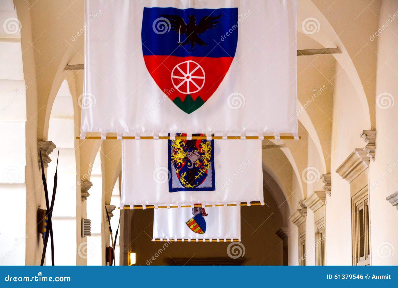 Medieval Fortress Flags stock photo. Image of history - 61379546