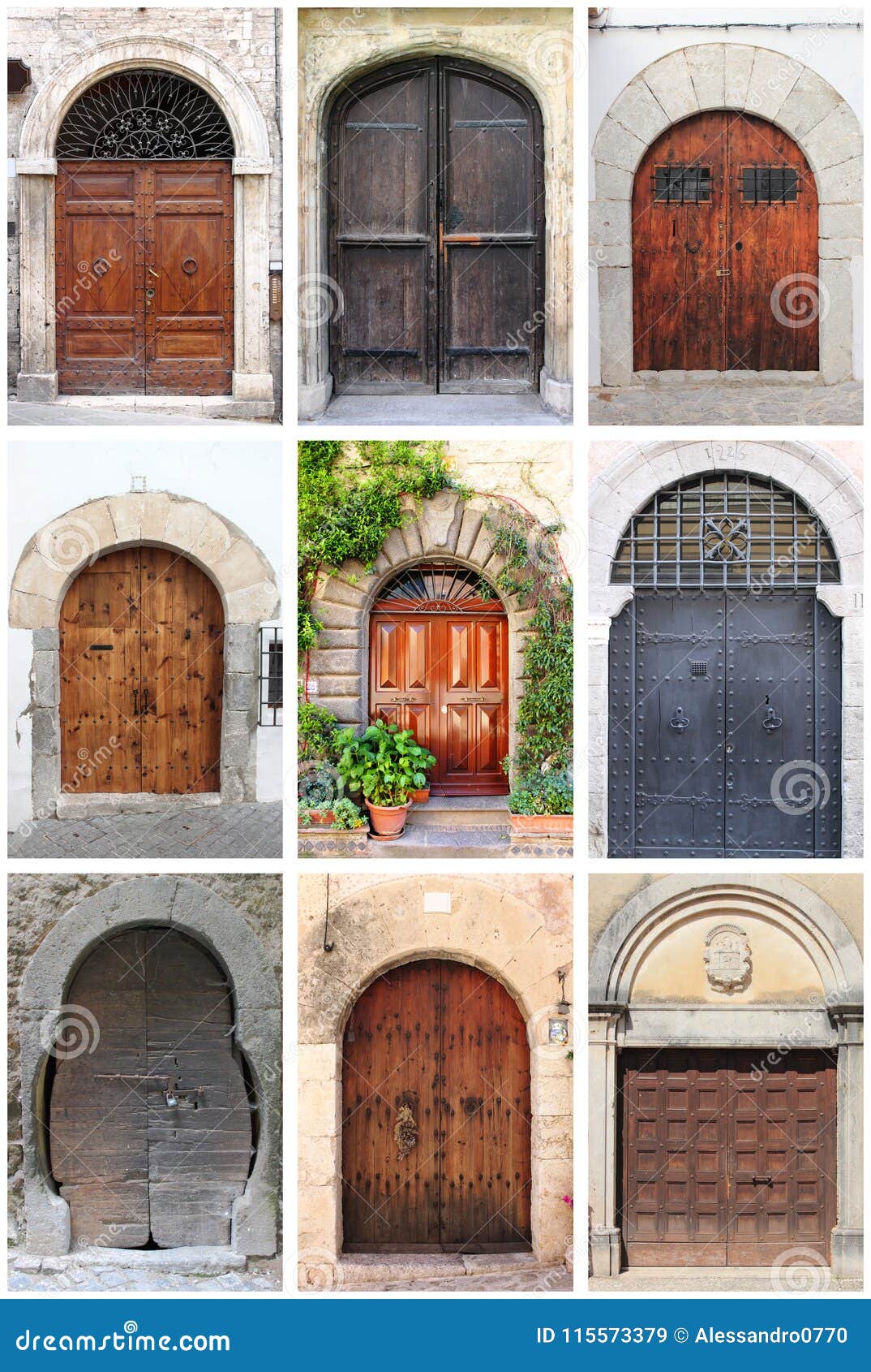 Medieval Front Doors with Rounded Arch Stock Image - Image of church ...