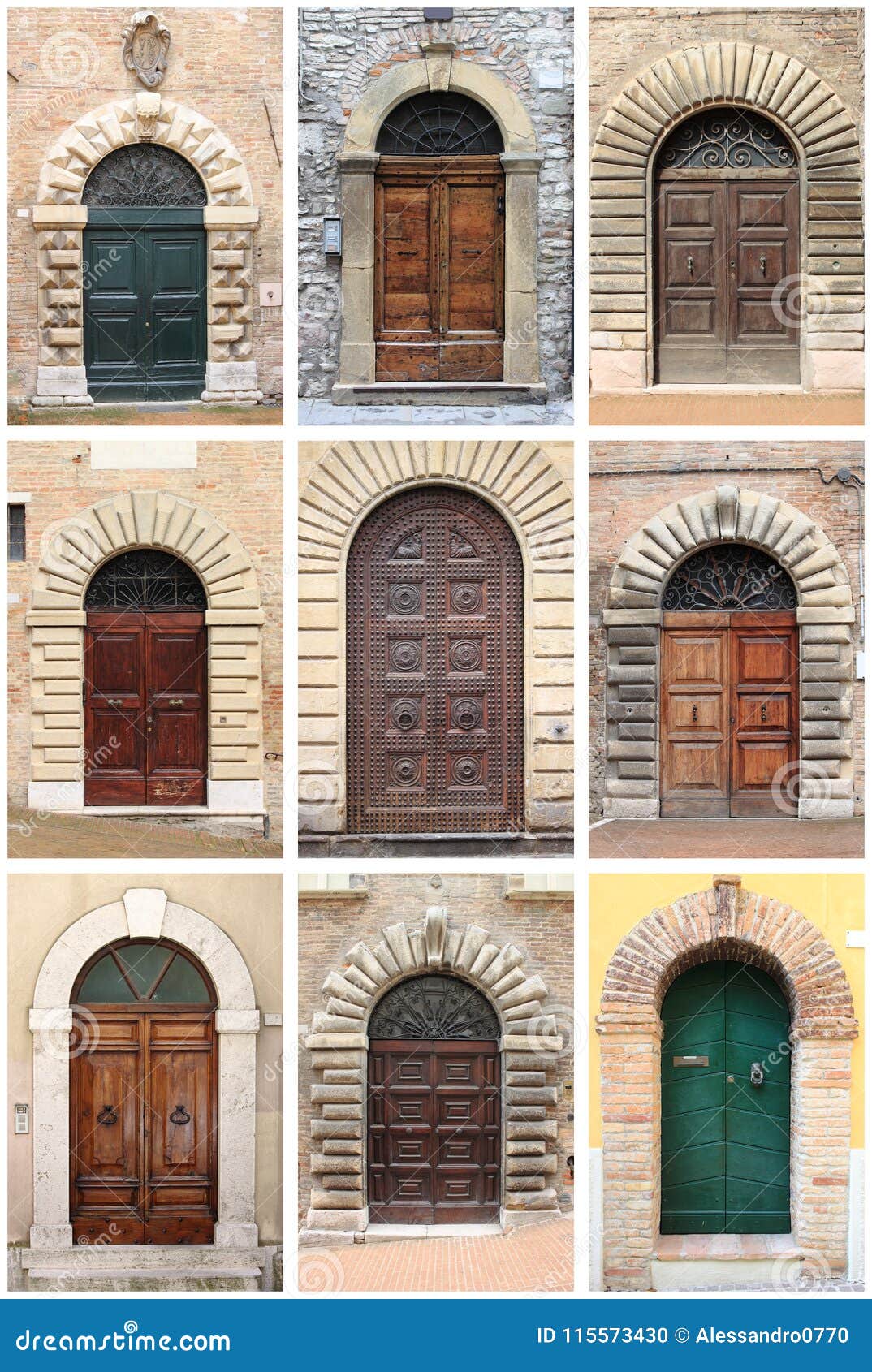 Medieval Front Doors with Rounded Arch Stock Photo - Image of arch ...