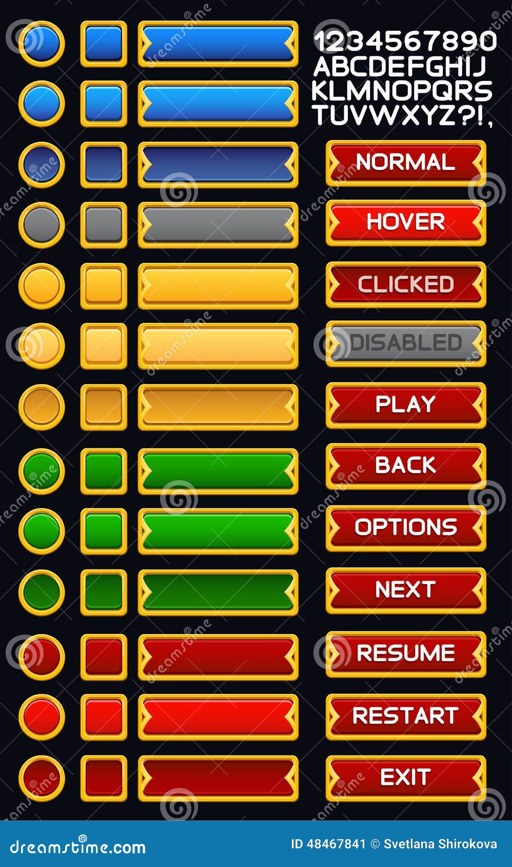 Medieval game buttons pack stock vector. Illustration of game - 48467841