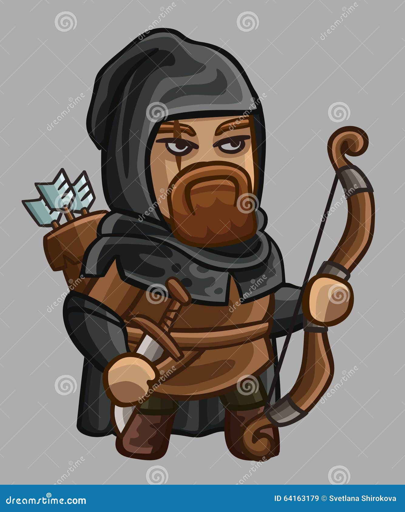 Medieval Game Character Ranger Stock Vector - Illustration of vector ...