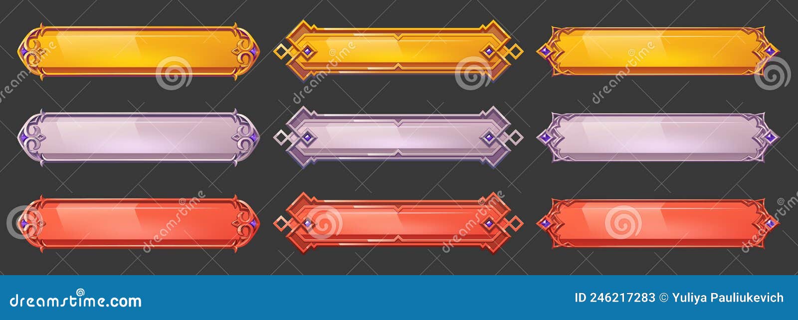 Medieval Game Menu Frames, Ui Elements, Buttons Stock Vector ...