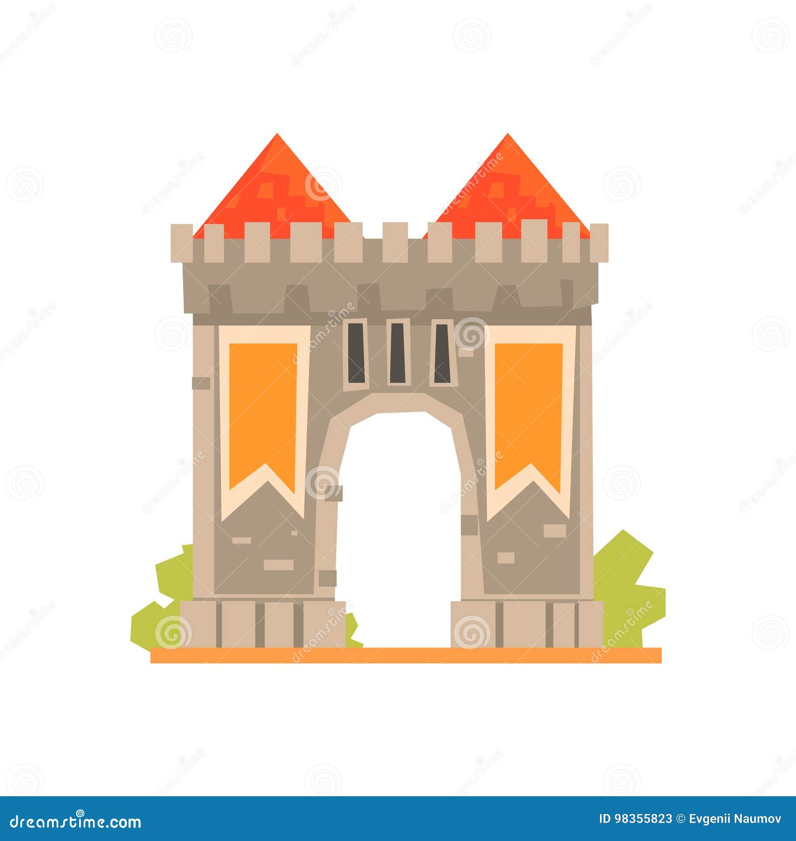 Medieval Gate With Closed Lattice And Guard Towers Royalty-Free Stock ...