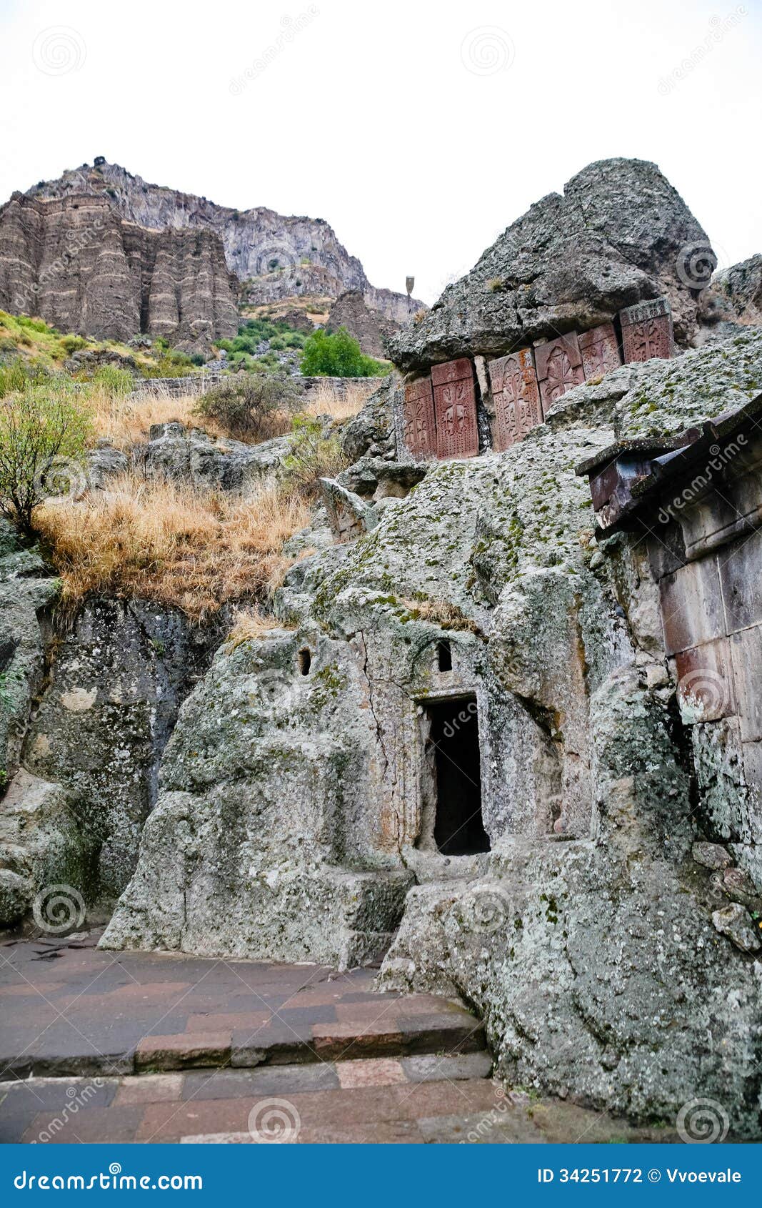 Medieval Geghard Monastery in Armenia Stock Photo - Image of rainy ...