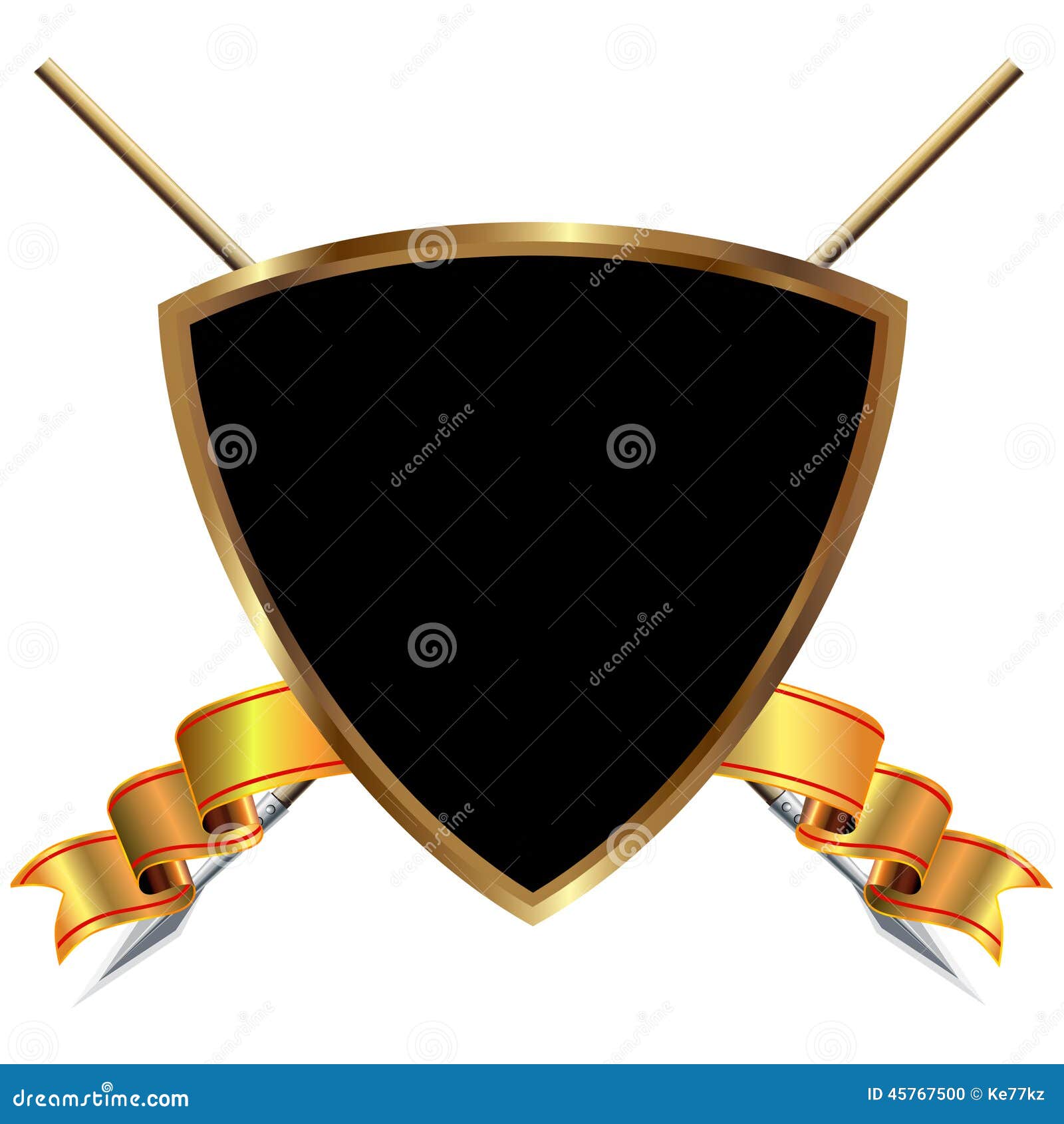 Medieval Gold Shield and Banner. Stock Illustration - Illustration of ...