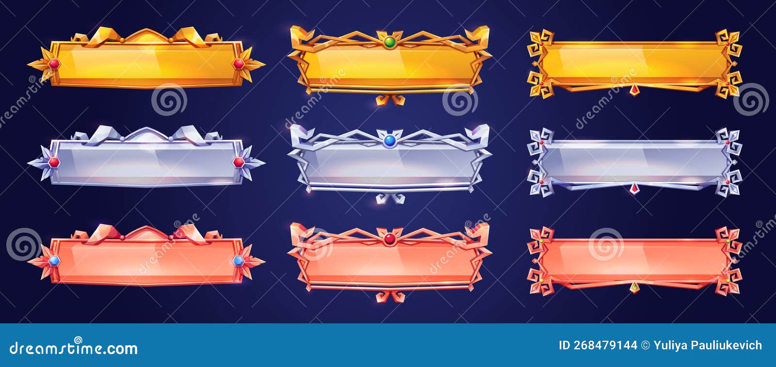 Medieval Golden Buttons, Ui Game Menu Elements Stock Illustration ... Medieval Golden Buttons, Ui Game Menu Elements Stock Illustration ...