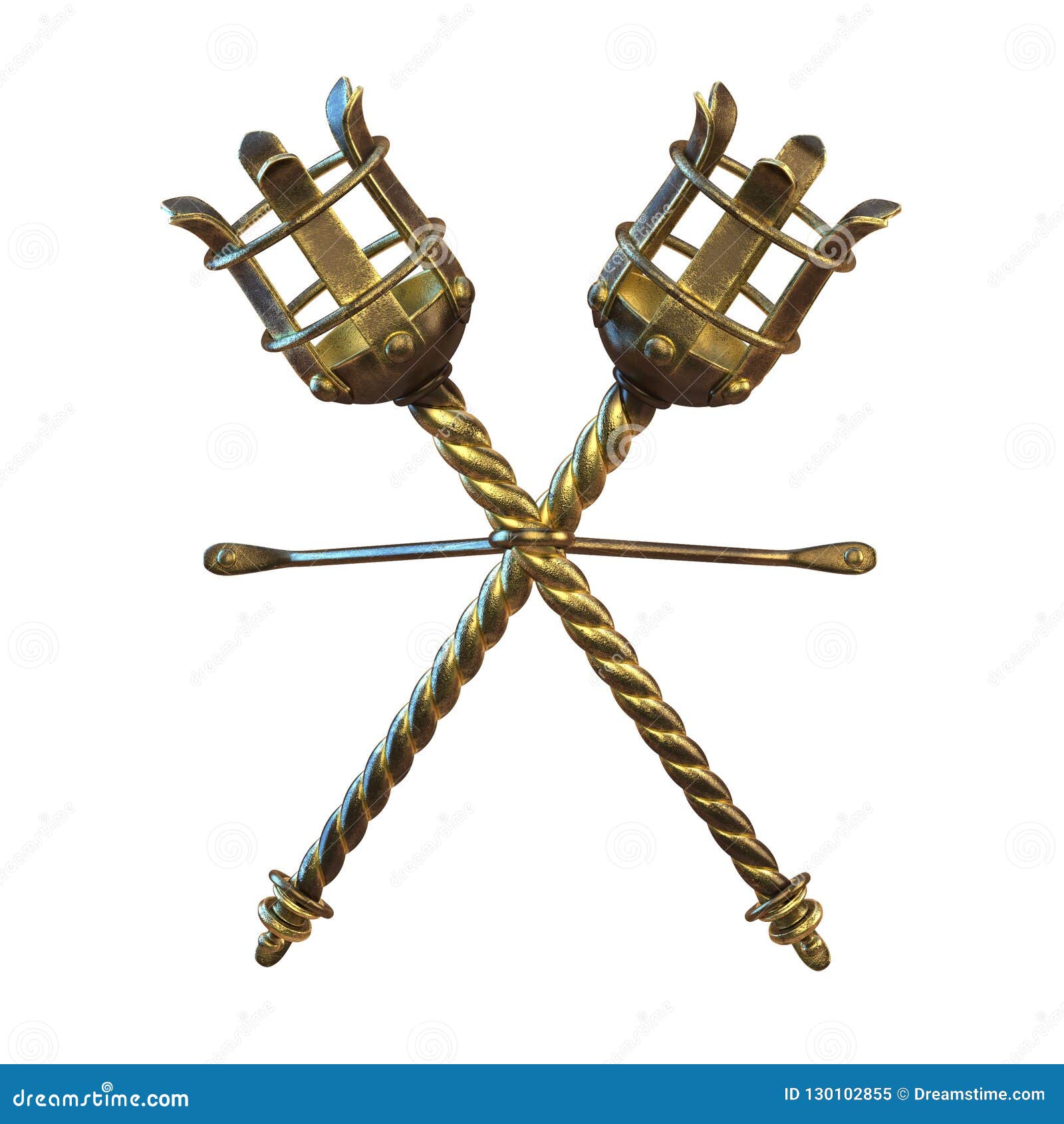 Medieval Golden Flare or Torch, 3d Illustration Isolate Stock ...