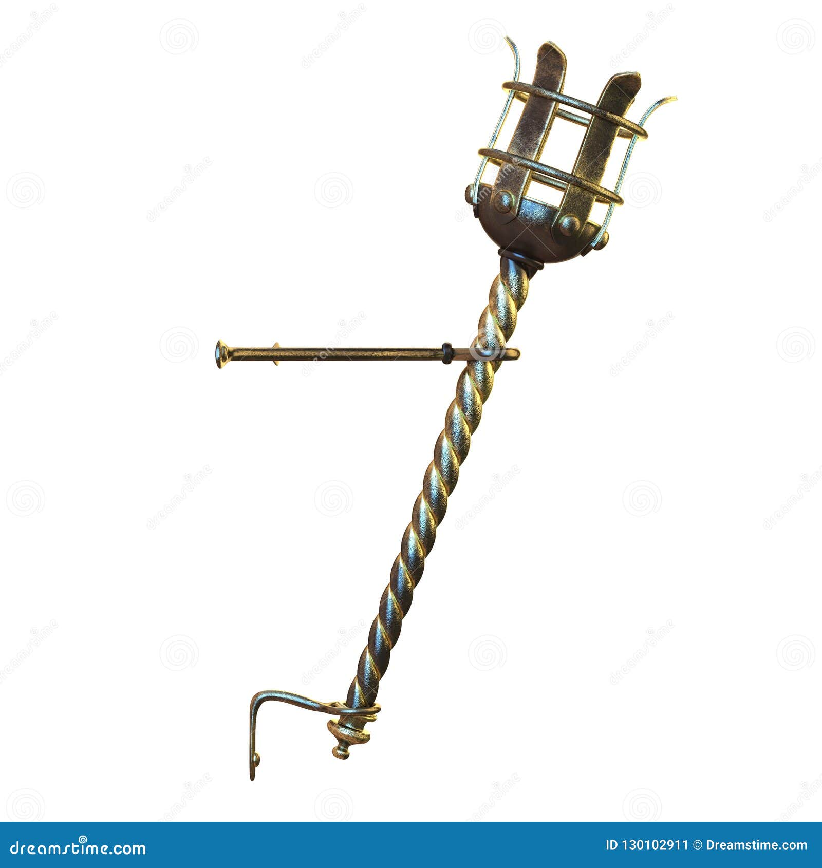 Medieval Golden Flare or Torch, 3d Illustration Isolate Stock ...