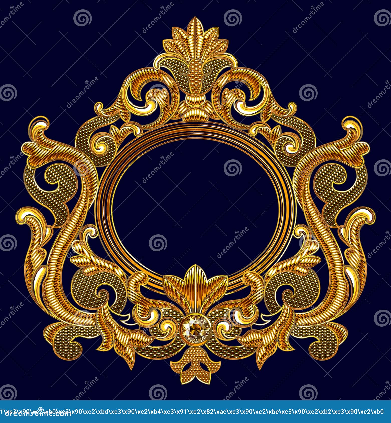 Medieval Goldwork Embroidery Vector Frame. Stock Vector - Illustration ...