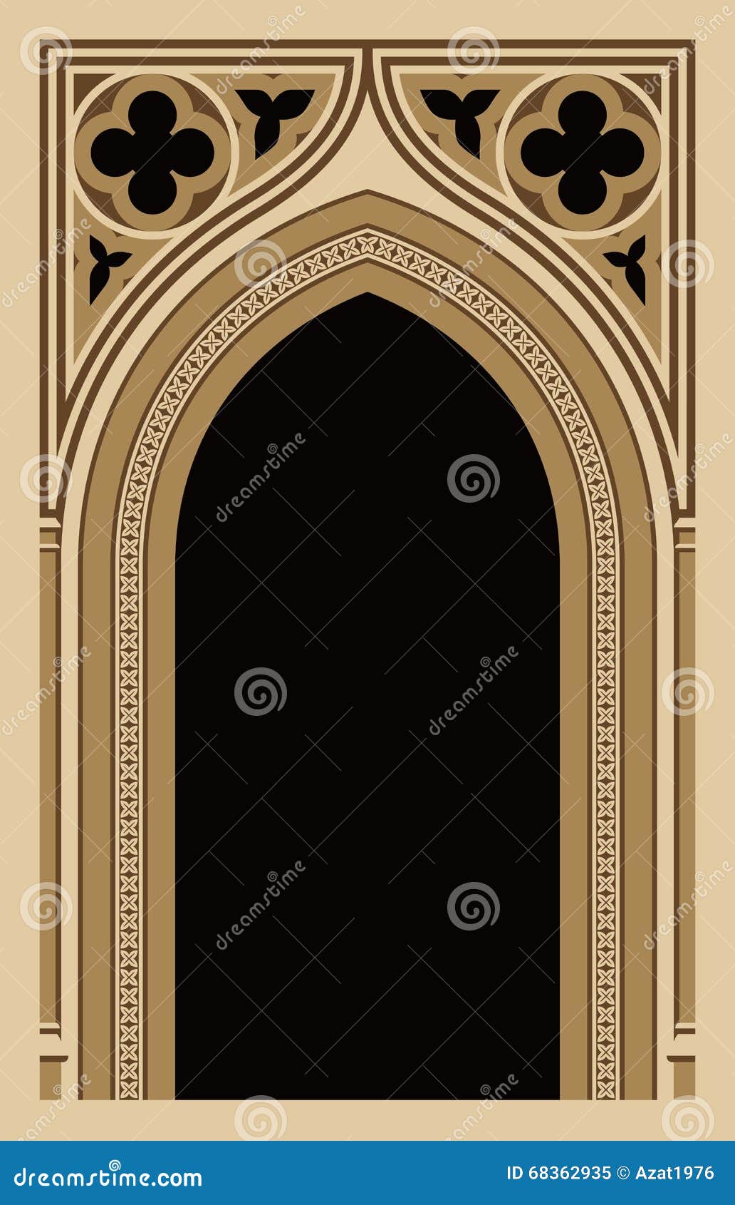 Gothic Arch With Moon Phases Hand Drawn Vector Illustration. Frame Or ...