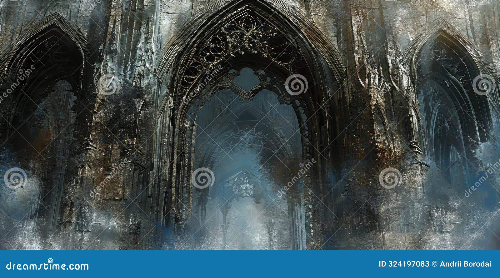 Medieval Gothic Architecture Frame. Old. Stock Illustration ...