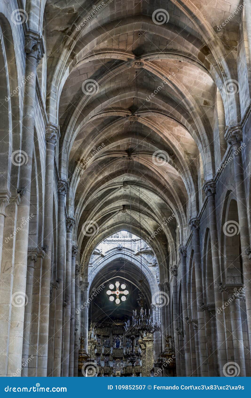 Medieval Gothic Architecture Inside a Cathedral in Spain. Stones ...