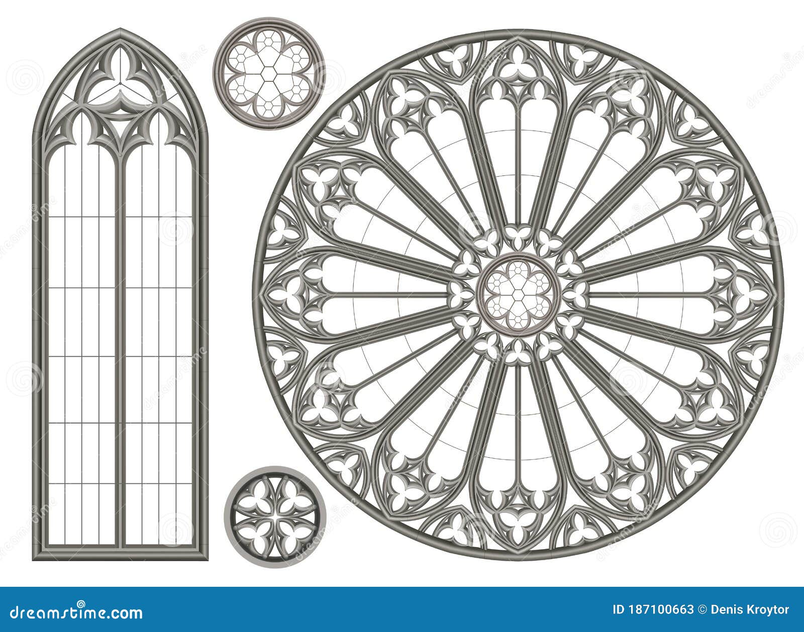 Medieval Gothic Stained Glass Window Background or Texture Stock Vector ...