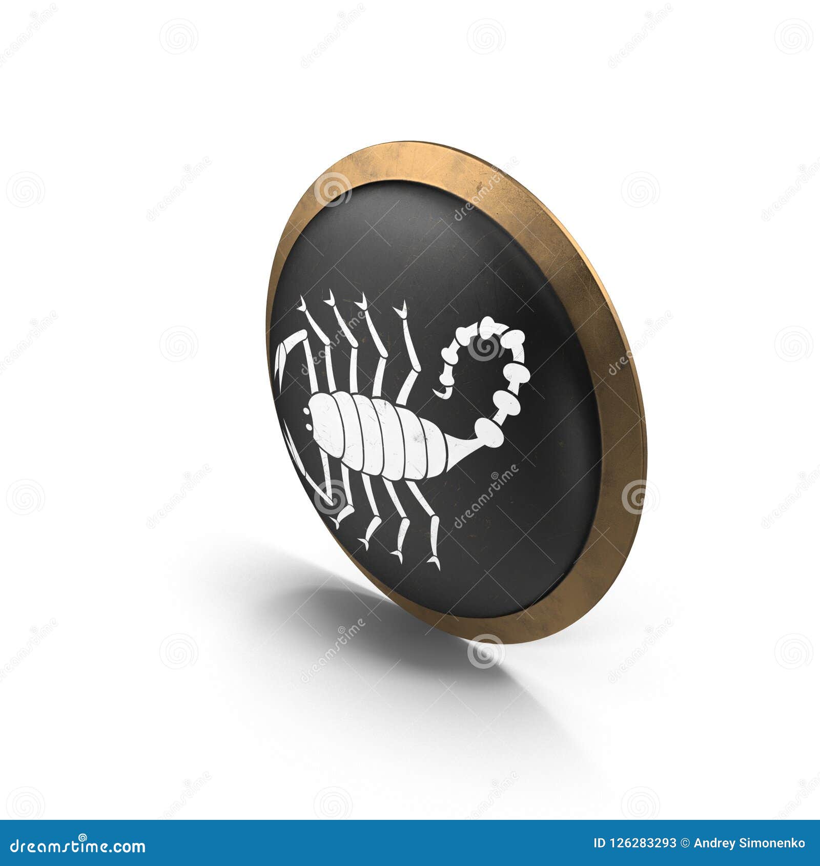 Medieval Greek Shield Scorpion on White. 3D Illustration Stock ...