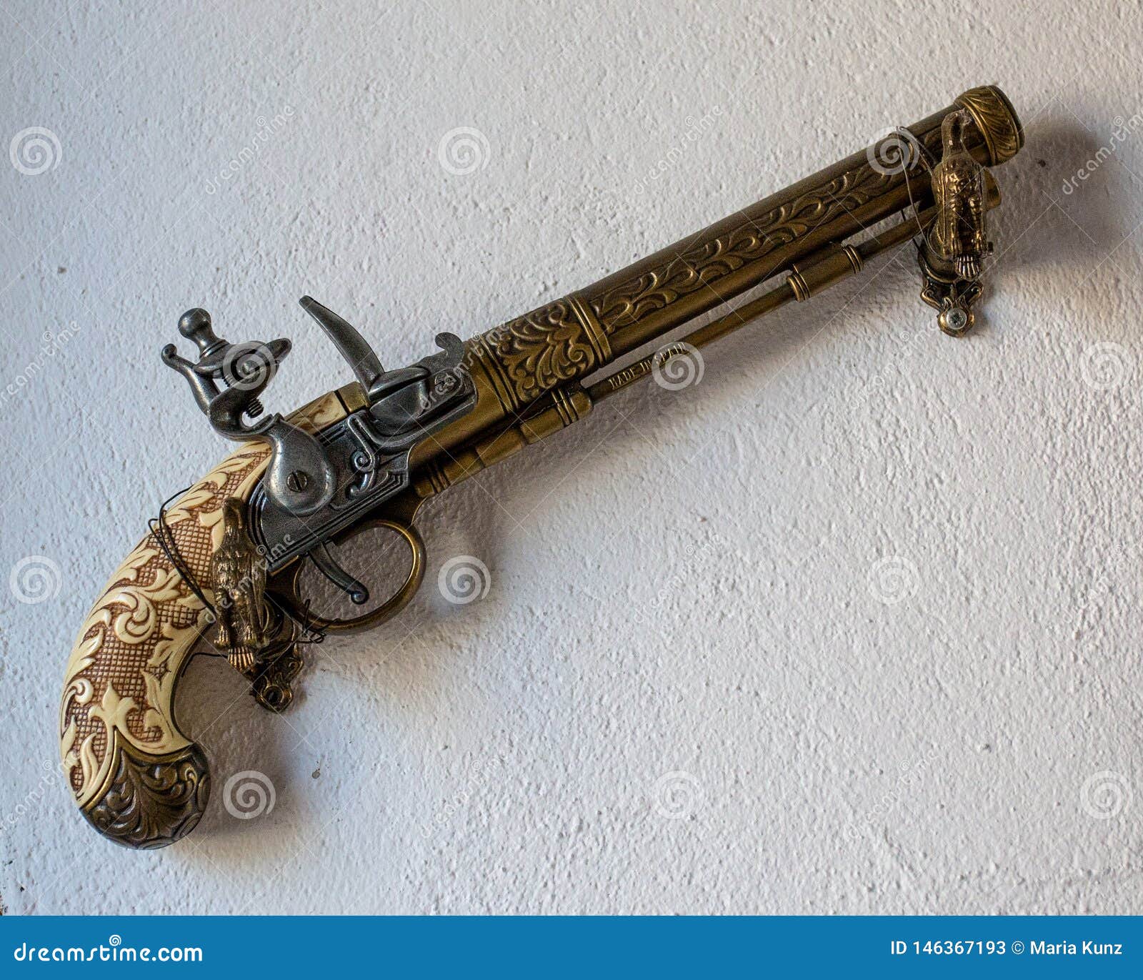 Medieval Gun Hanging on the Wall Stock Image - Image of wall, handgun ...