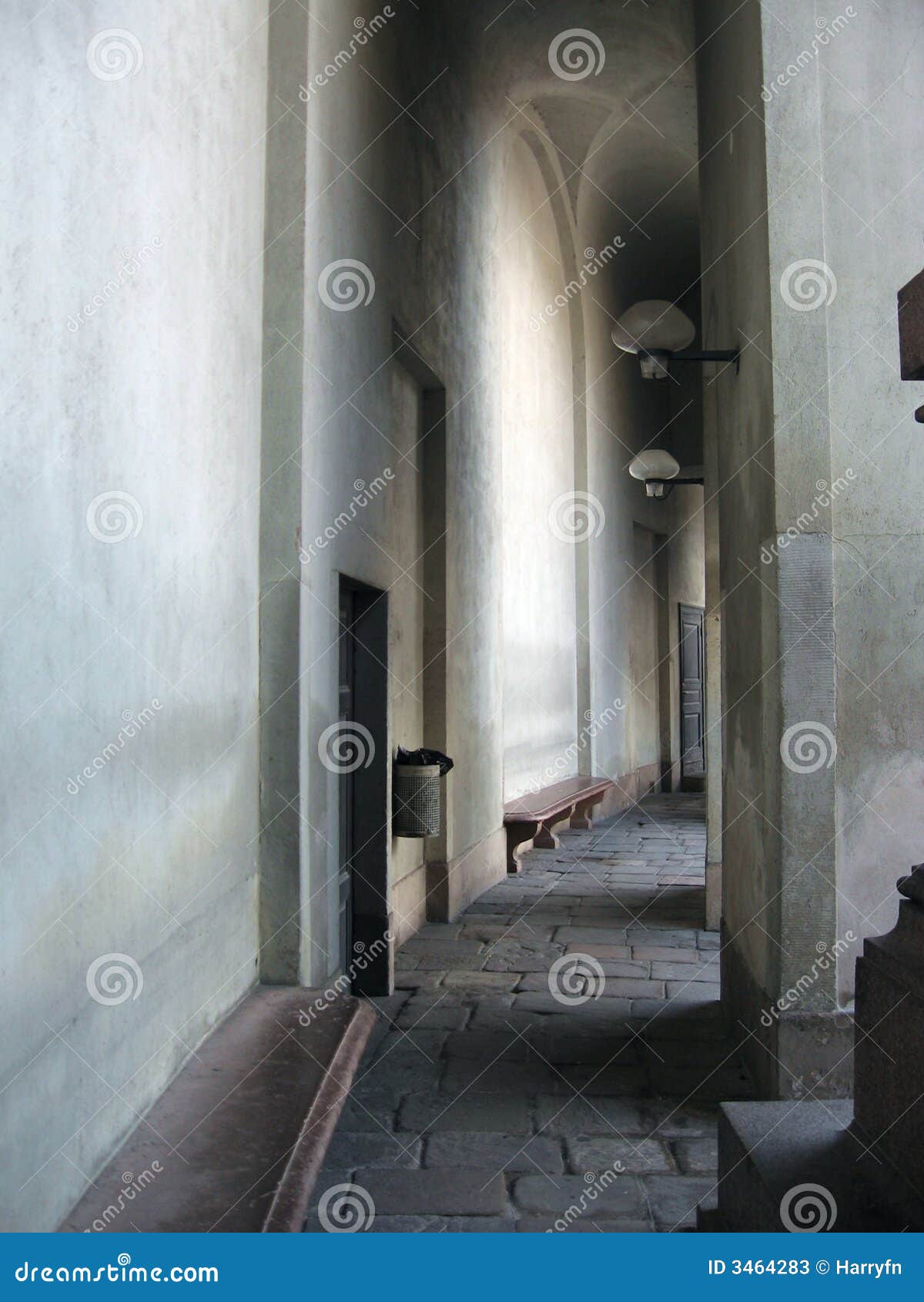 Medieval hallway stock image. Image of interior, tall - 3464283