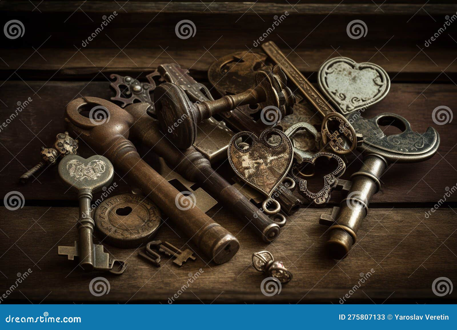 Medieval Heart Shaped Keys Symbolizing Love and Affection. Generative ...