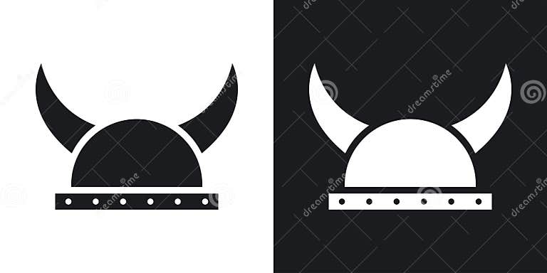 Medieval Helmet with Horns Thin Line Vector Icon Set Stock Illustration ...