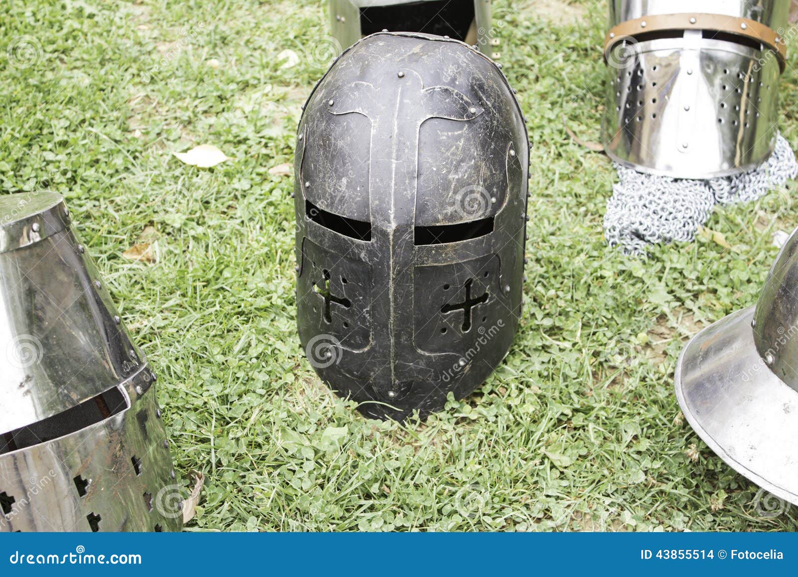 Medieval helmets stock photo. Image of metallic, mask - 43855514