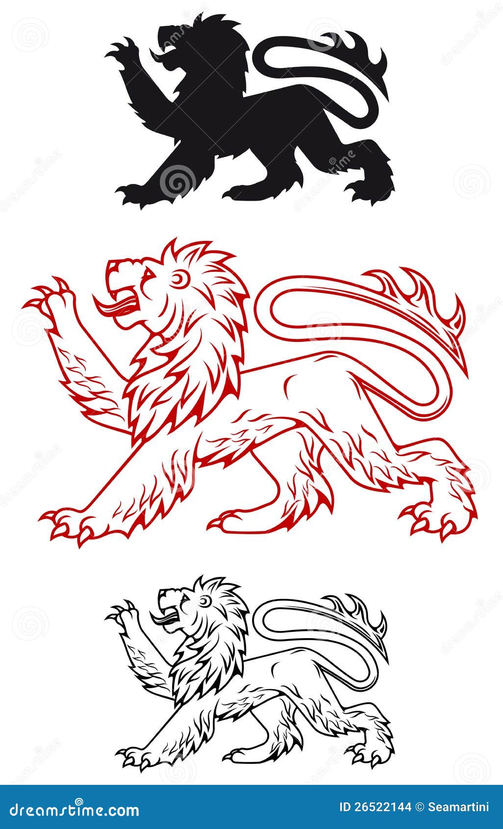 Medieval heraldic lion stock vector. Illustration of mane - 26522144