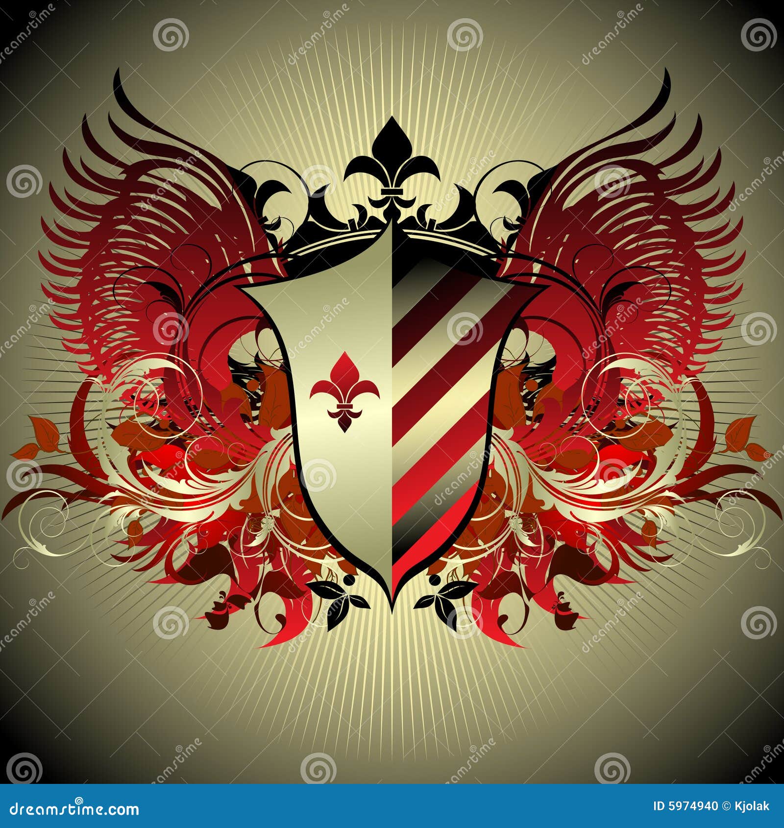 Medieval heraldic shield stock vector. Illustration of gold - 5974940