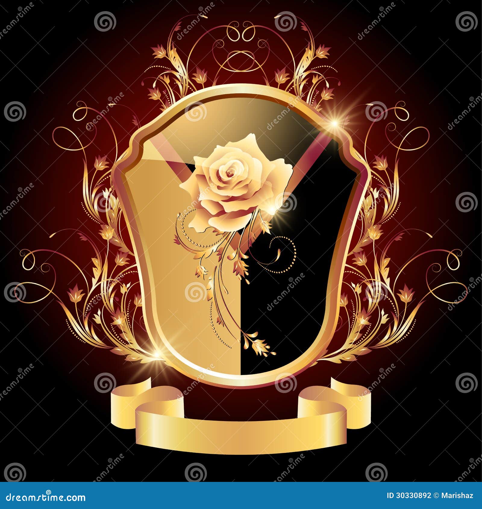 Medieval Heraldic Shield Ornate Golden Ornament Stock Vector ...