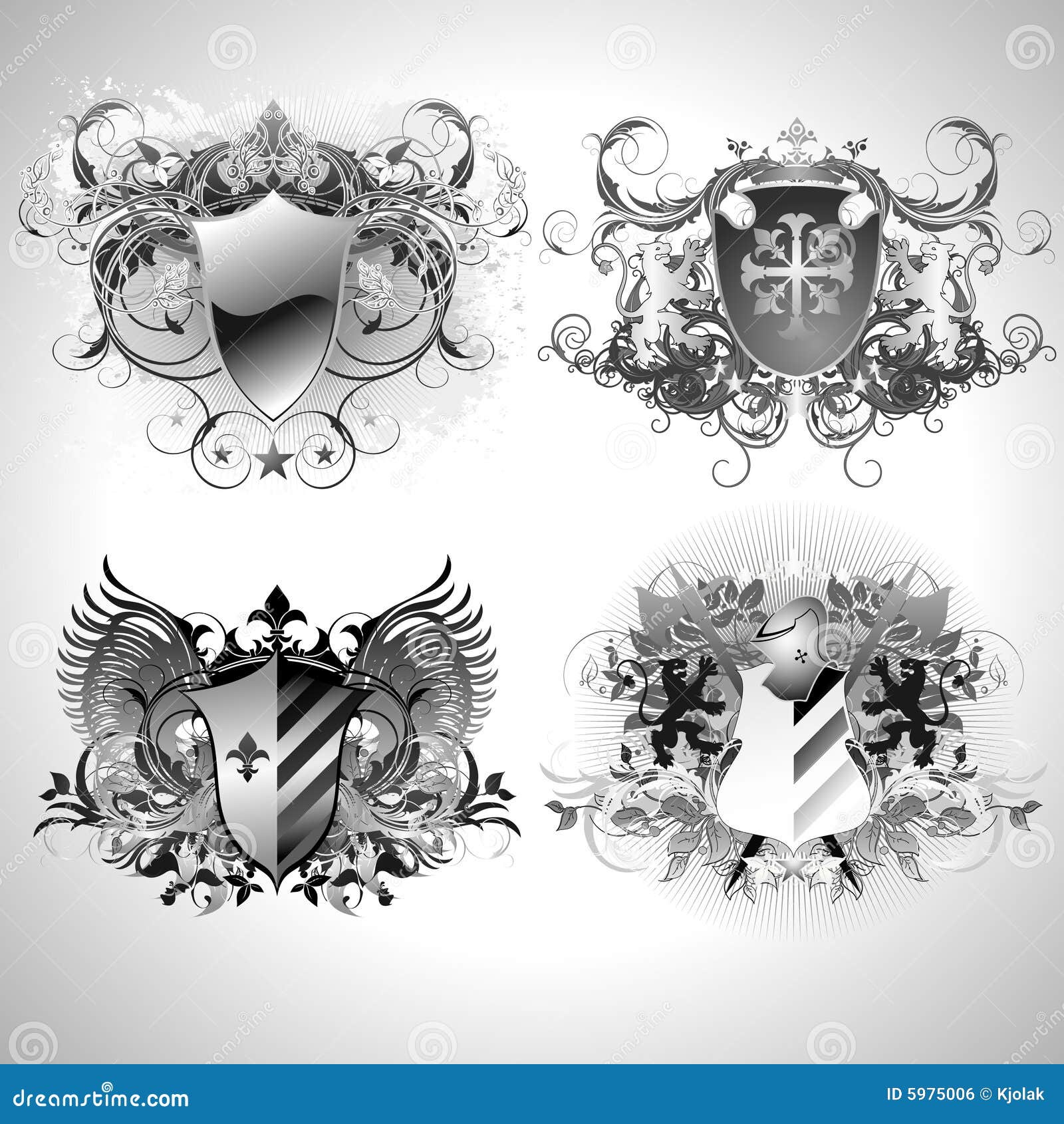 Medieval heraldic shields stock vector. Illustration of crown - 5975006