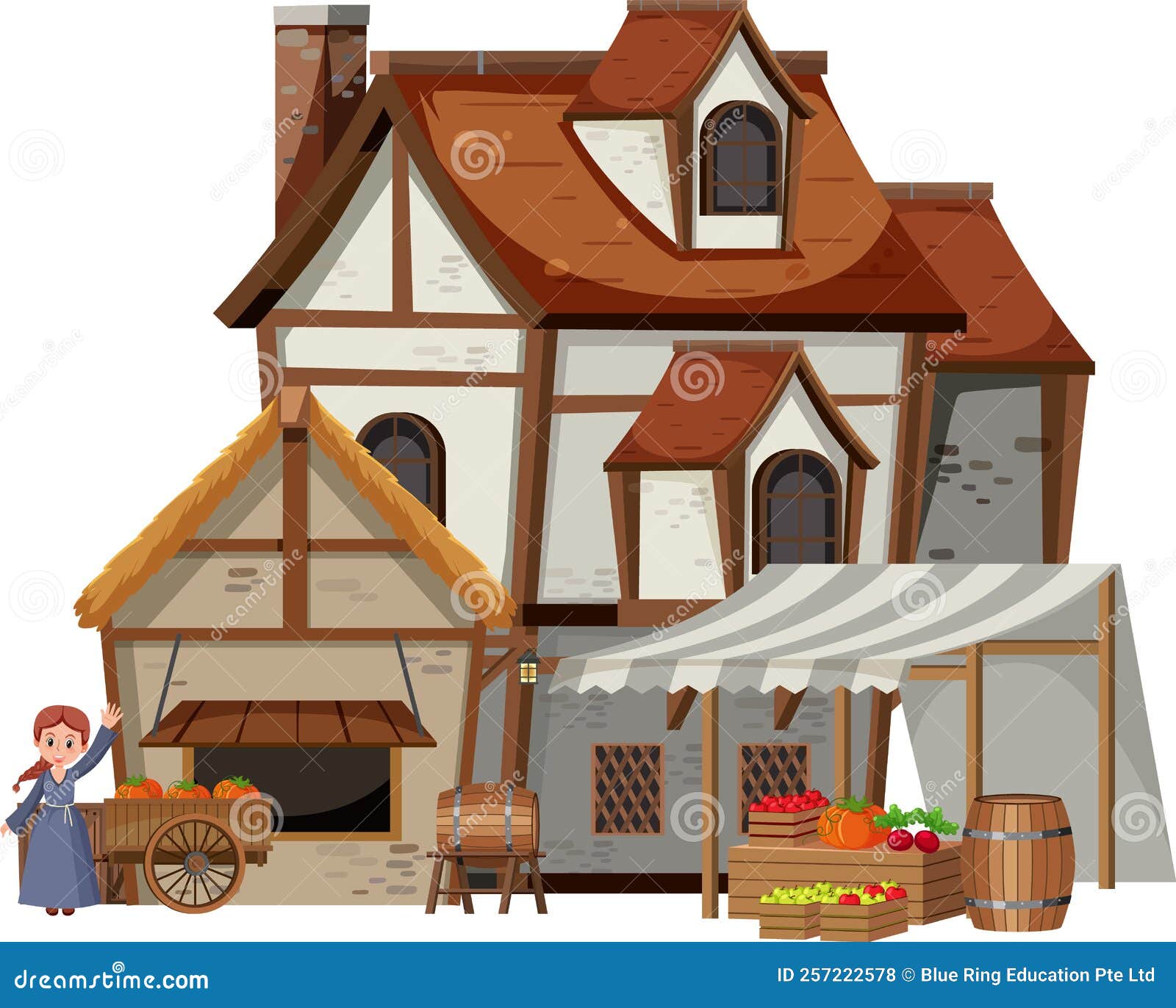 Medieval Historical Building in Cartoon Style Stock Vector ...