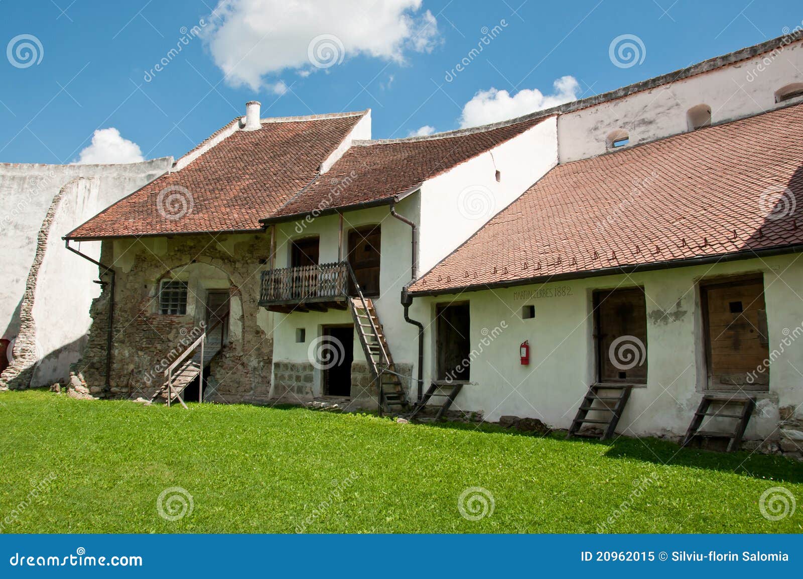 Medieval Homes Inside a Rural Romanian Fortress Stock Image - Image of ...