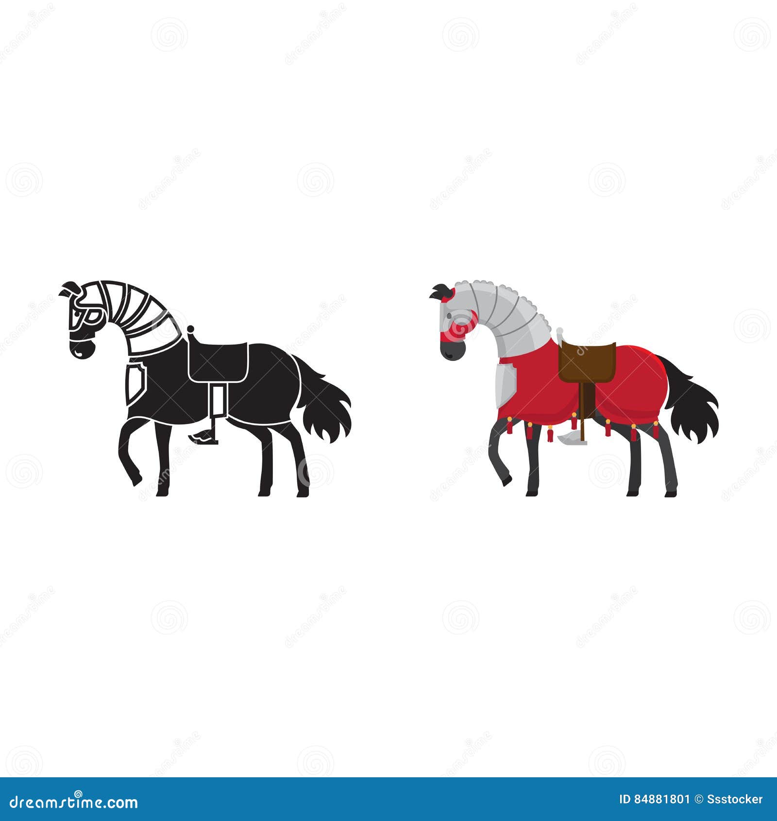 Six Medieval Horse Crests, Featuring Stylized Horse Head Shield ...