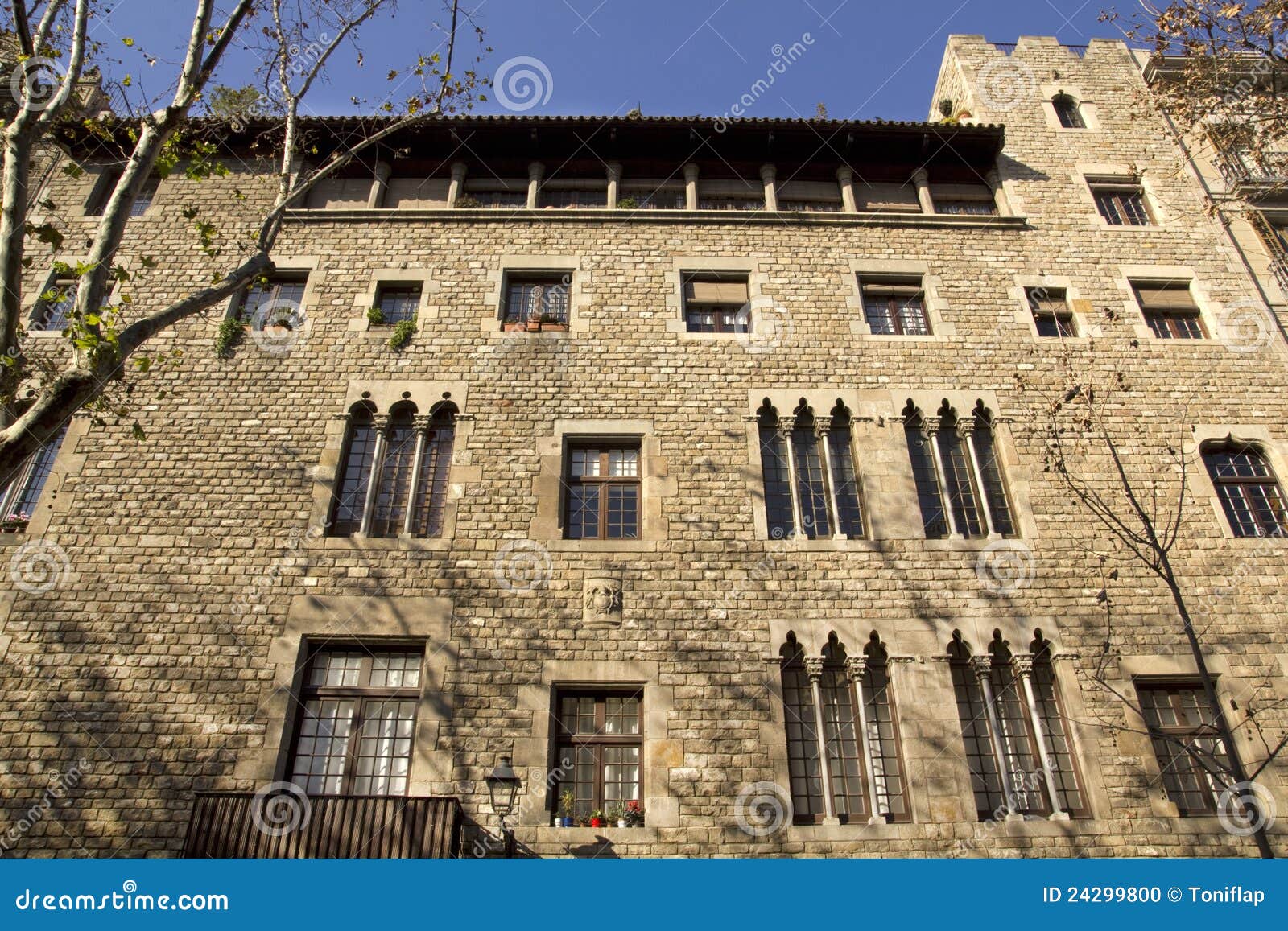 Medieval House. Barcelona. Spain. Stock Photo - Image of gothic, facade ...