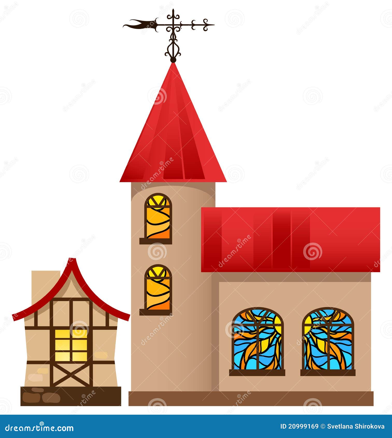 Old Medieval House Inn Building Vintage Woodcut Cartoon Vector ...
