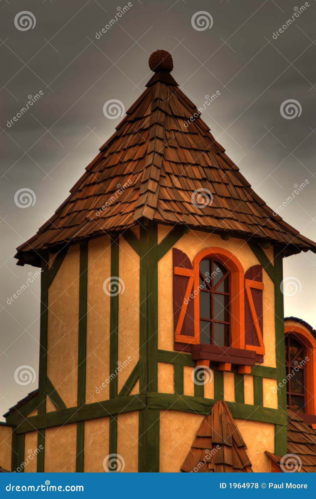 Medieval House With Barrel Vault Open Door Lantern Green Window Royalty ...