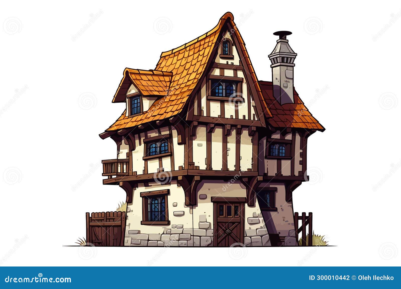 Medieval House Isolated Vector Style Illustration Stock Vector ...