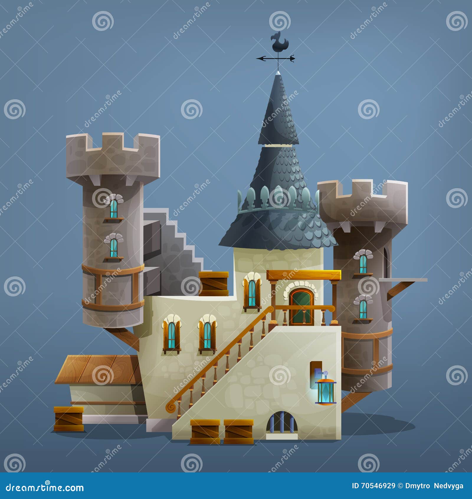 Old Medieval House Inn Building Vintage Woodcut Cartoon Vector ...