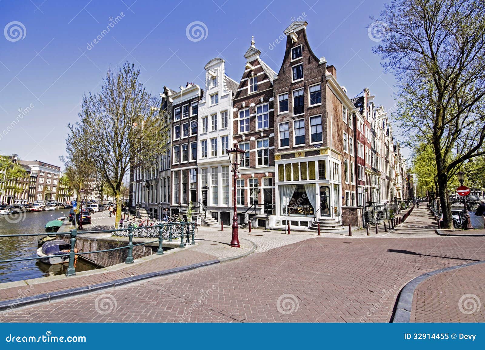 Medieval Houses Along the Canal in Amsterdam Netherlands Stock Image ...