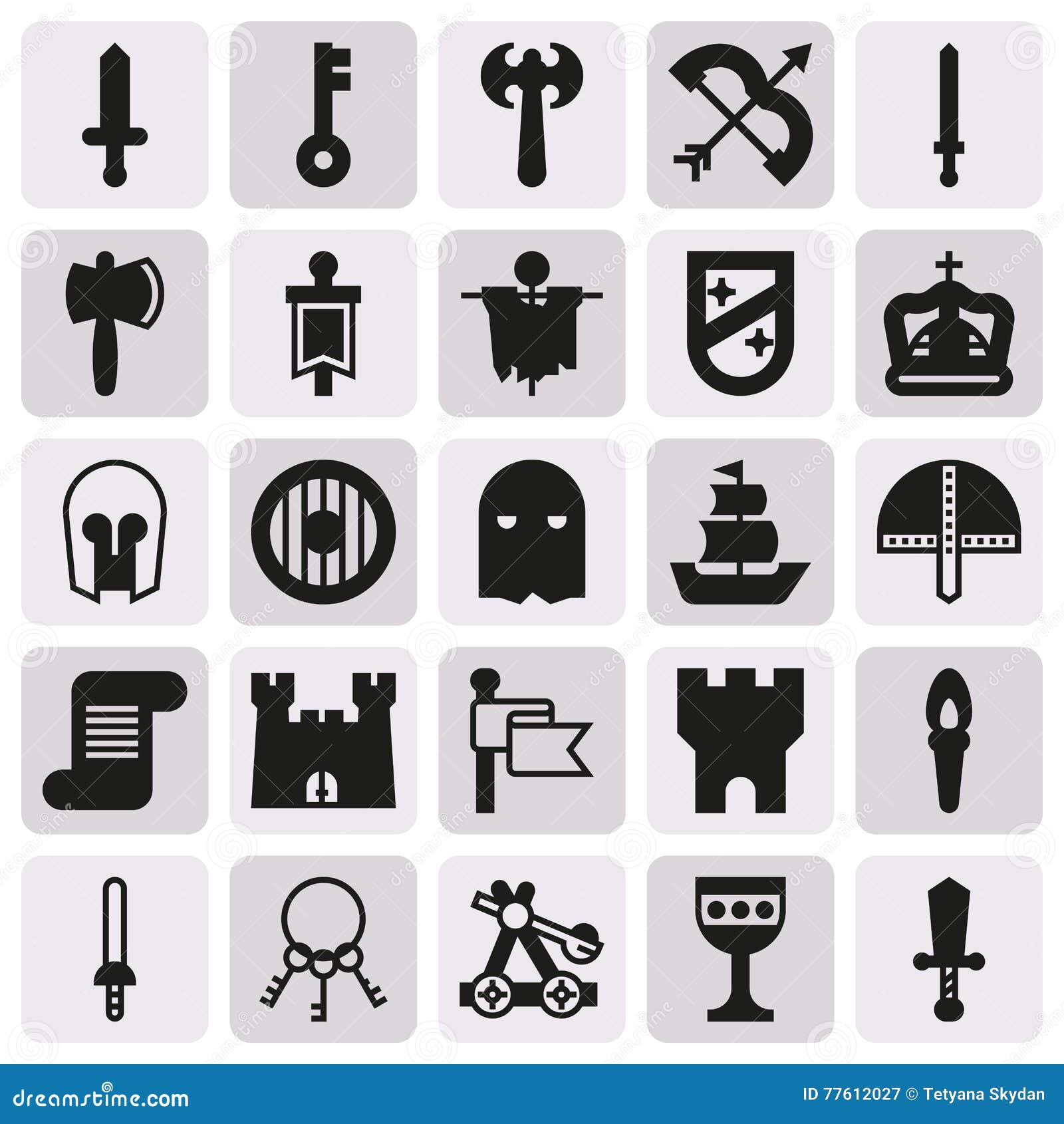 MEDIEVAL Icon Set of Black Simple Icons Stock Illustration ...