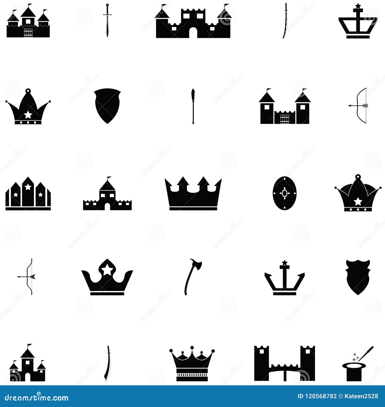 Medieval icon set stock vector. Illustration of sword - 120568782