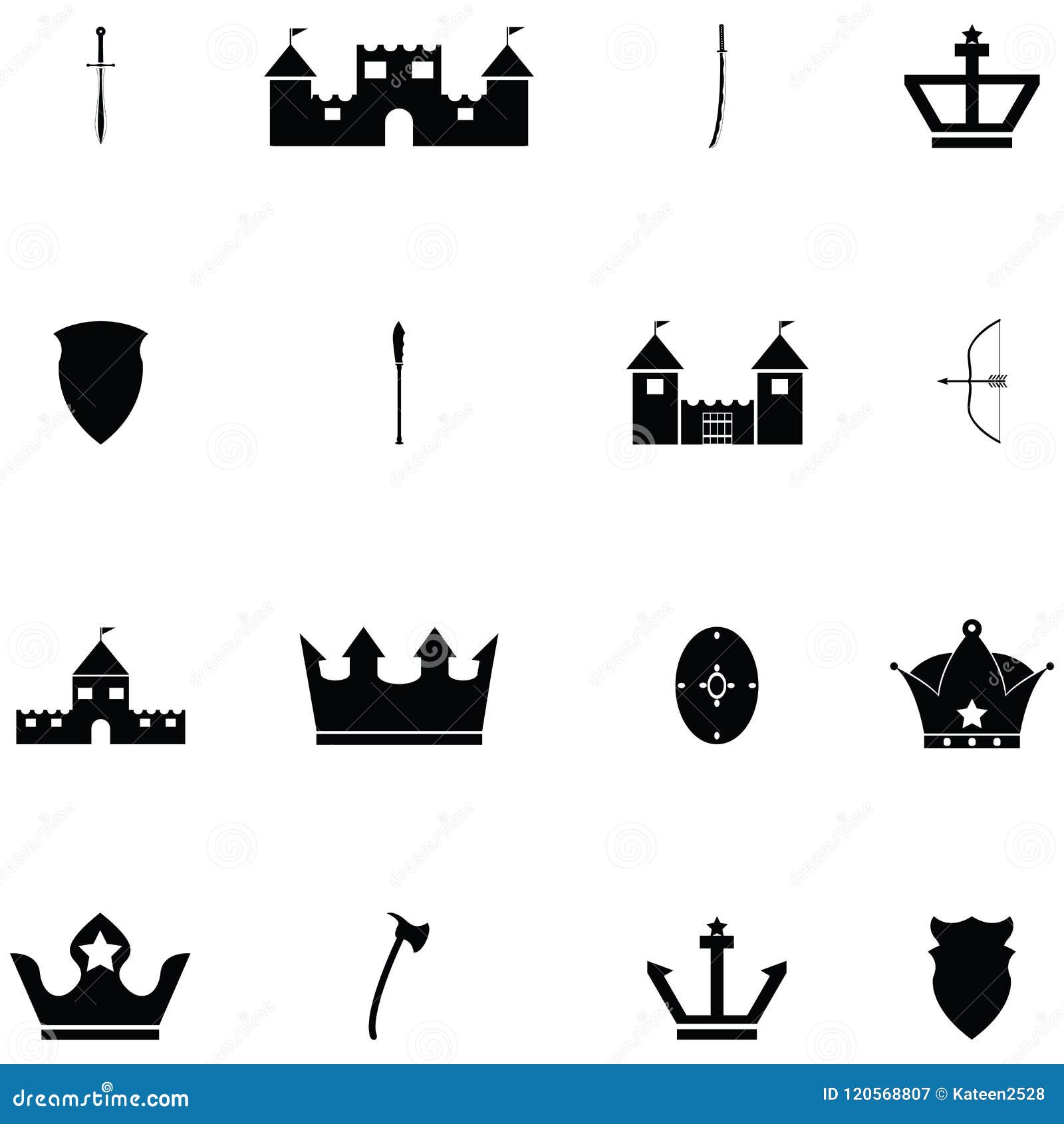 Medieval icon set stock vector. Illustration of black - 120568807
