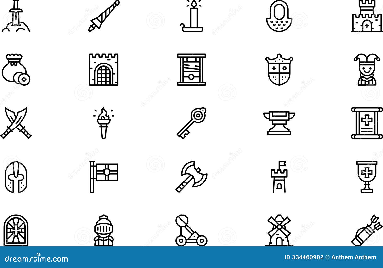 Medieval Icons Collection is a Vector Illustration with Editable Stroke ...