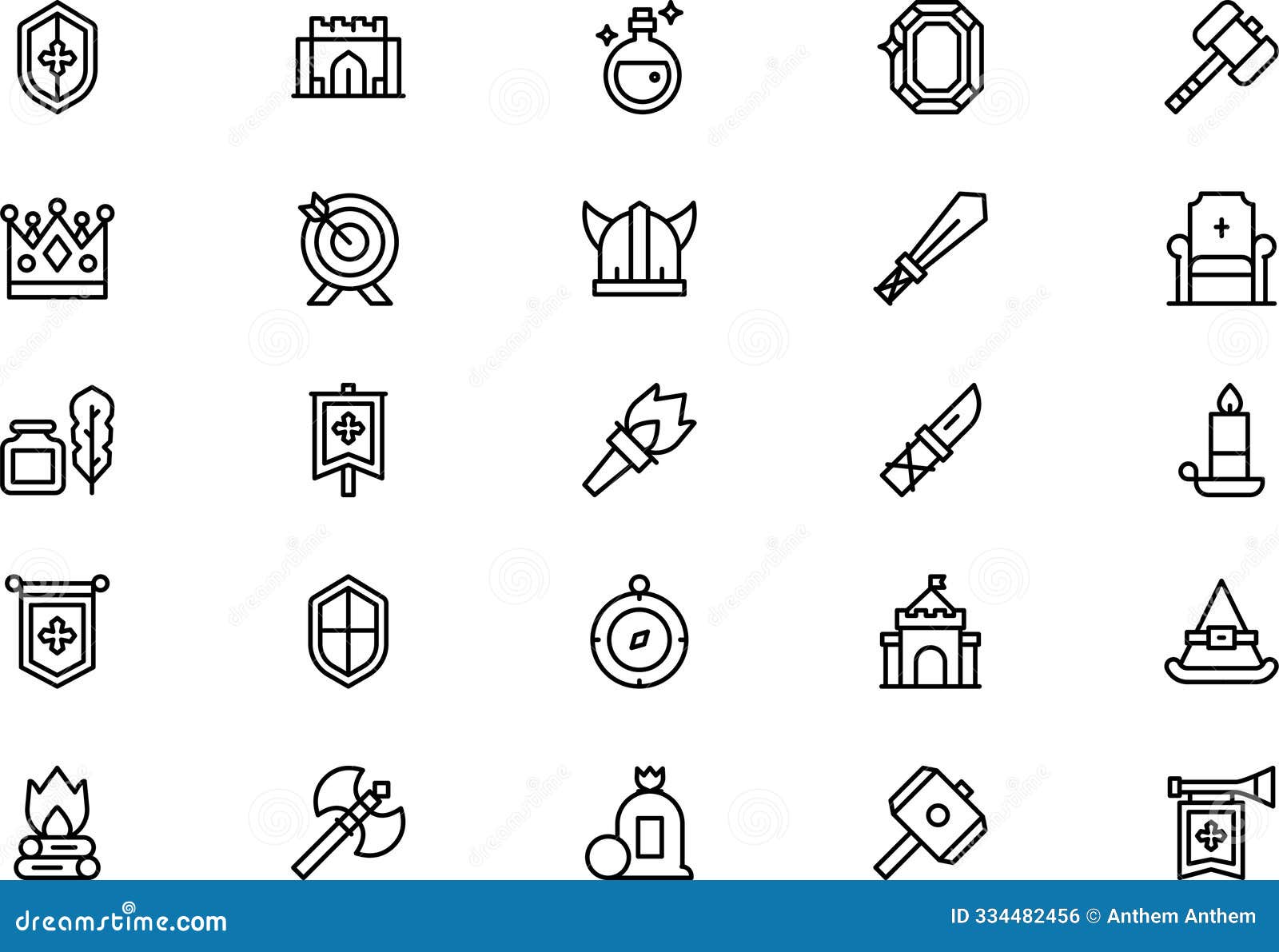 Medieval Icons Collection is a Vector Illustration with Editable Stroke ...
