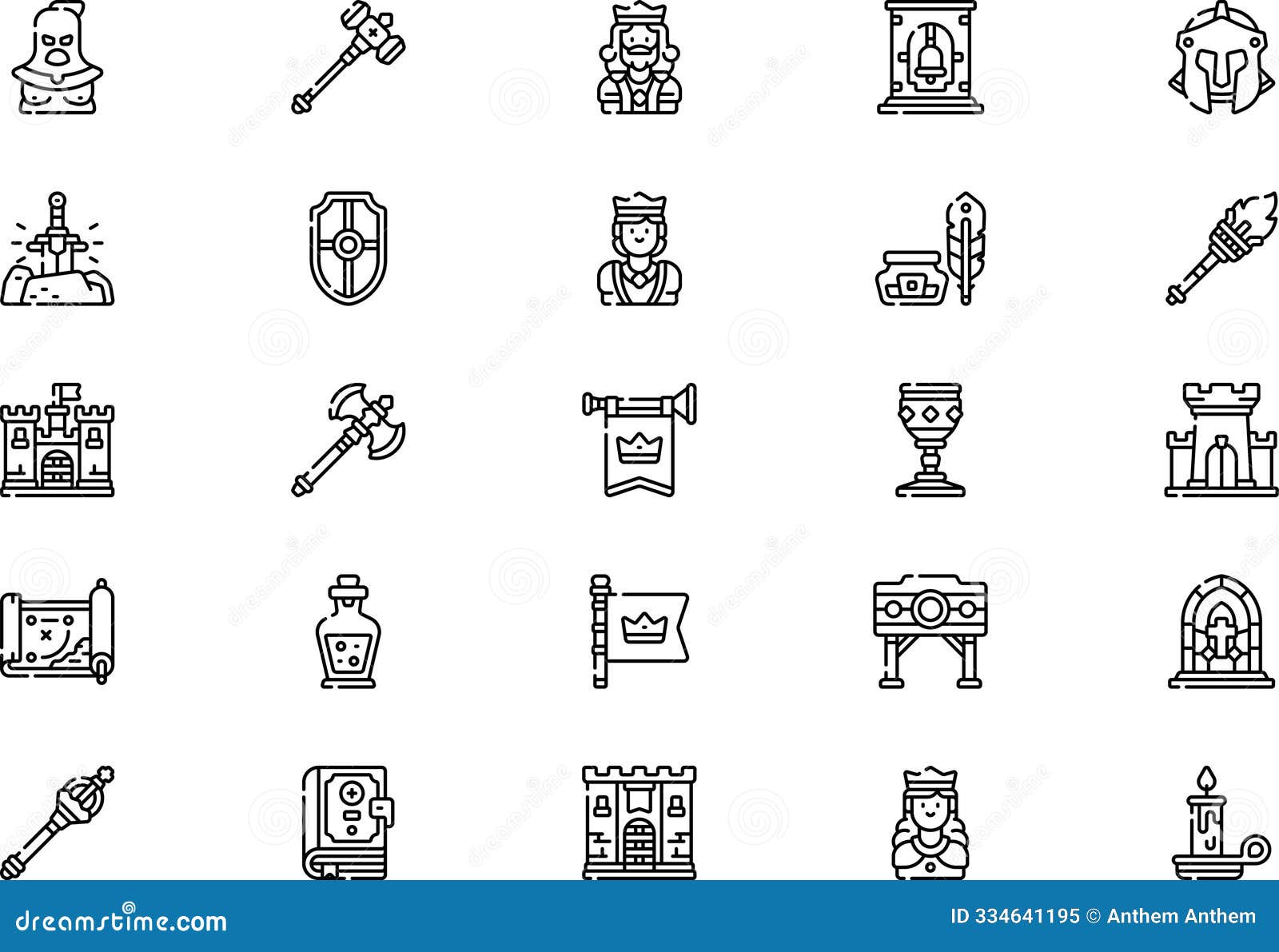 Medieval Icons Collection is a Vector Illustration with Editable Stroke ...