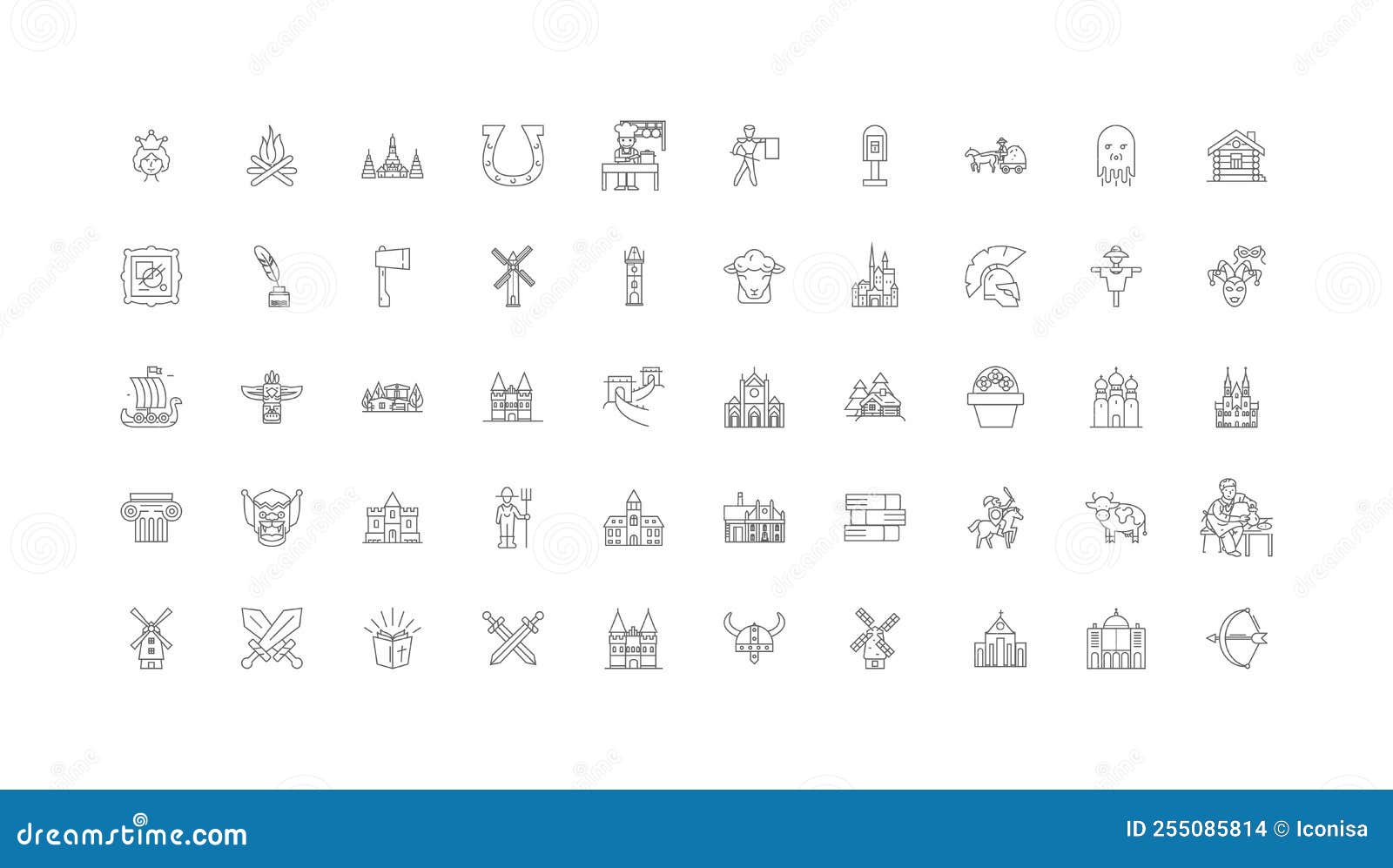 Medieval Ideas, Linear Icons, Line Signs Set, Vector Collection Stock ...