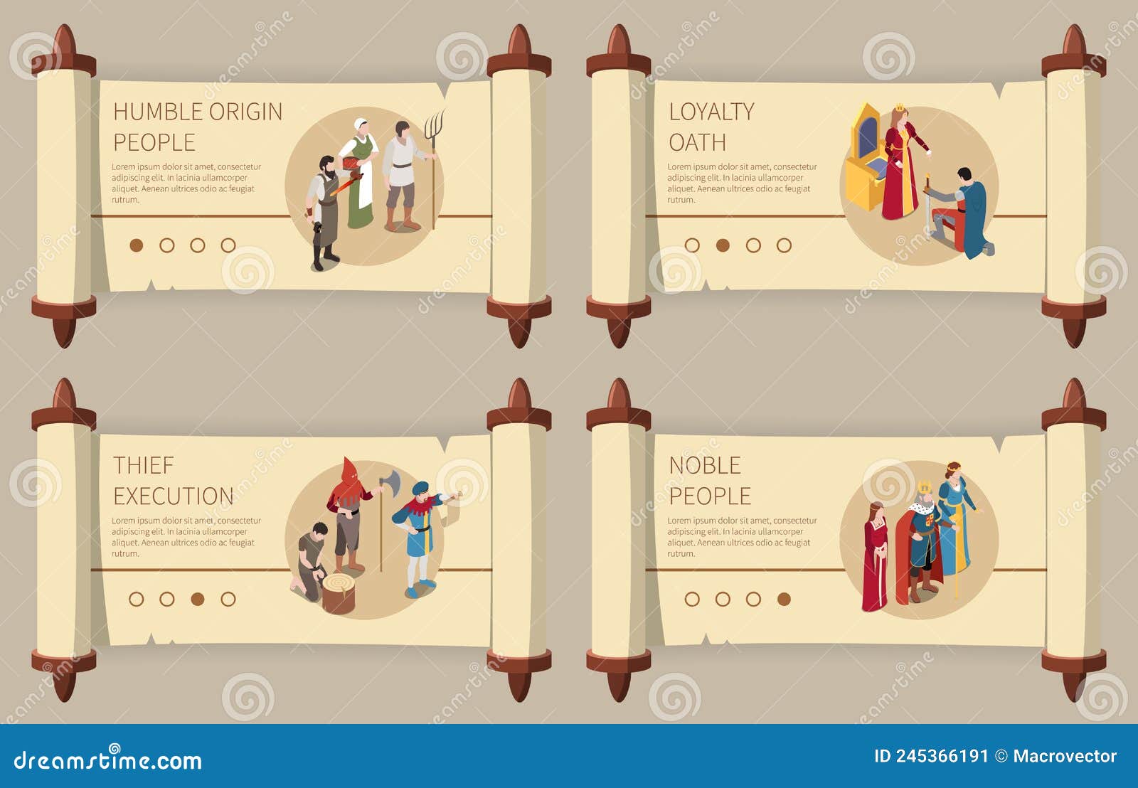 Medieval Isometric Banners Set Stock Vector - Illustration of bookmark ...