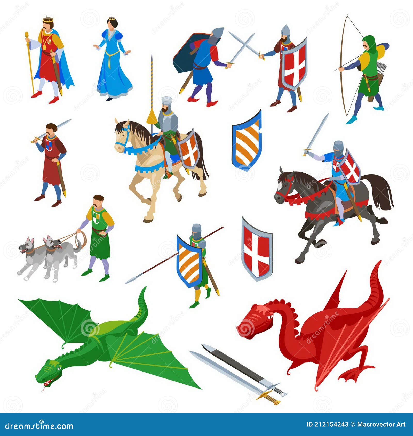 Medieval Isometric Flowchart Vector Illustration | CartoonDealer.com ...