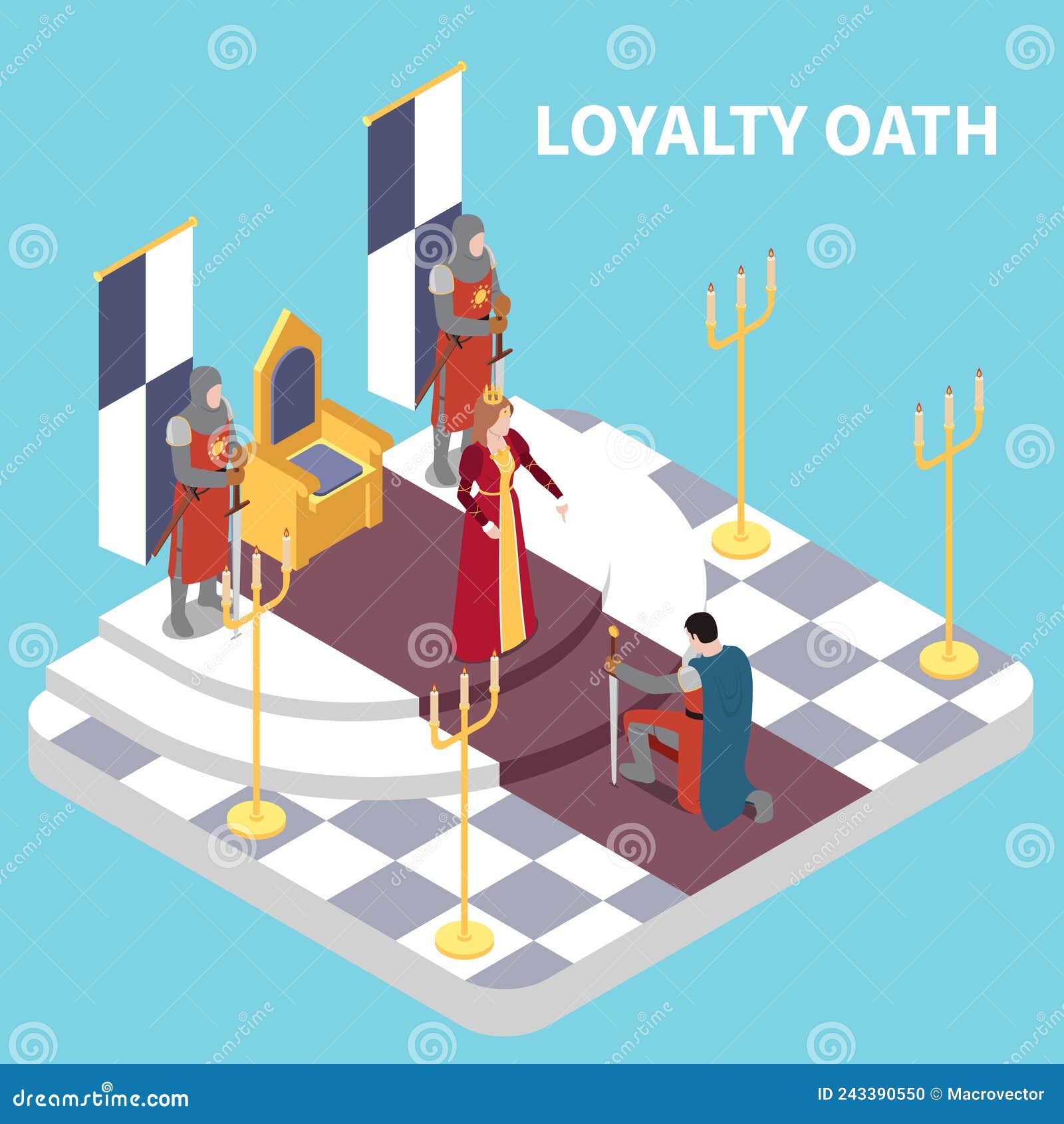 Medieval Isometric Concept Illustration Stock Vector - Illustration of ...