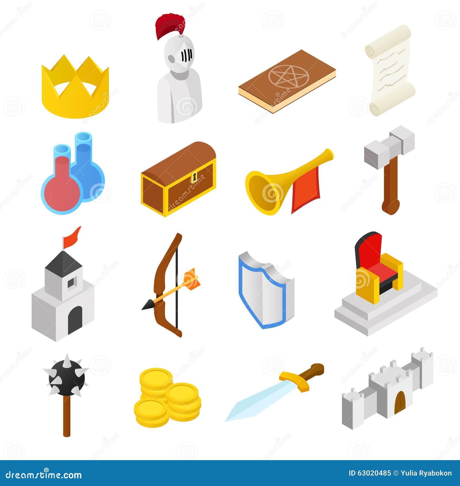 Medieval Isometric Flowchart Vector Illustration | CartoonDealer.com ...