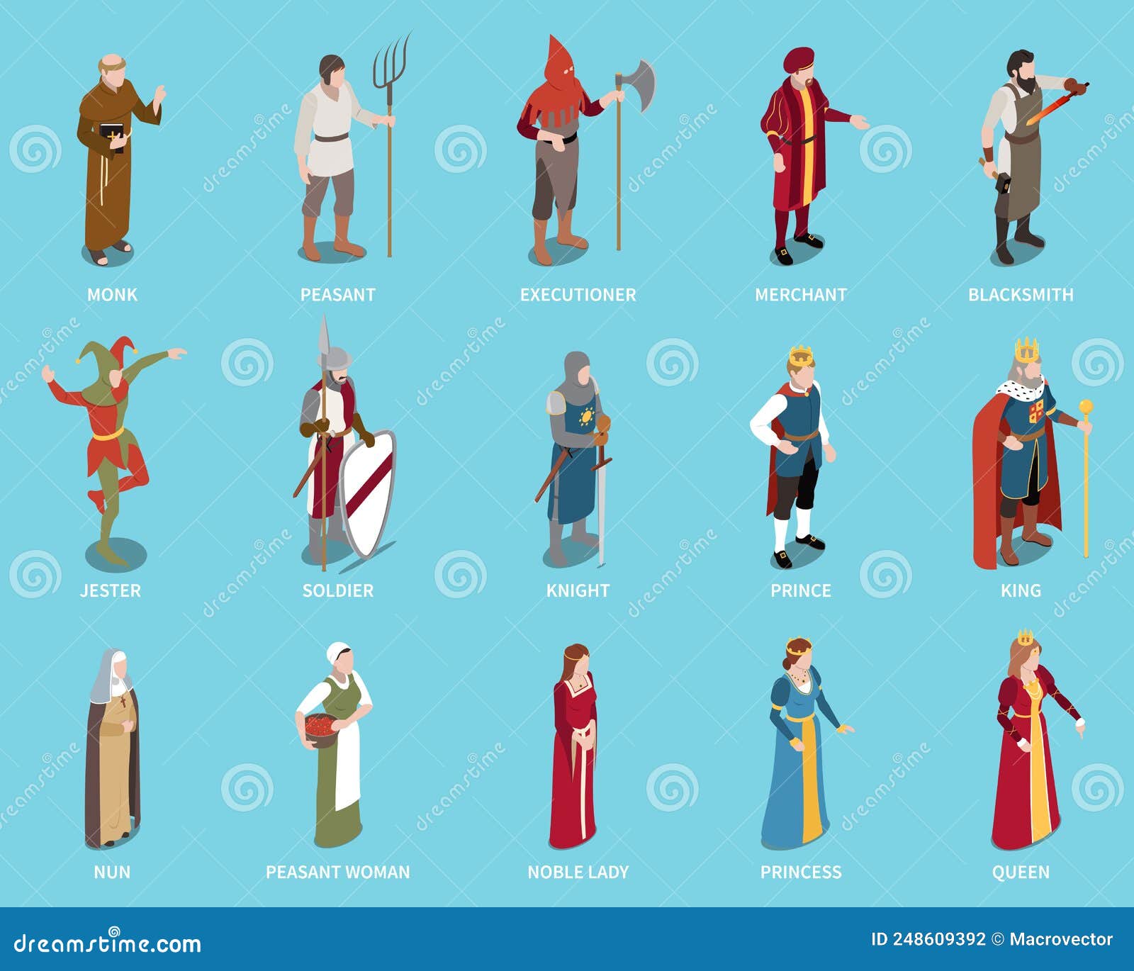 Medieval Isometric Icons Set Stock Illustration - Illustration of ...