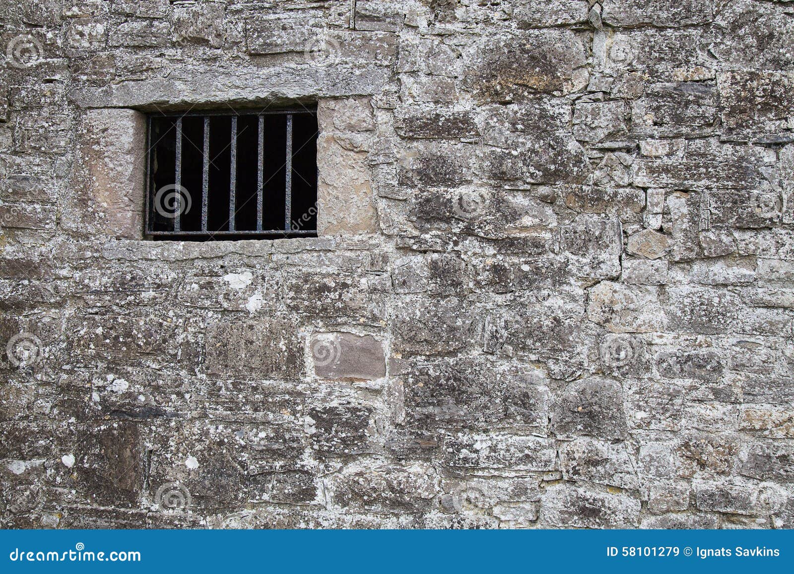 Medieval Jail Wall with a Window. Stock Image - Image of grey, wall ...