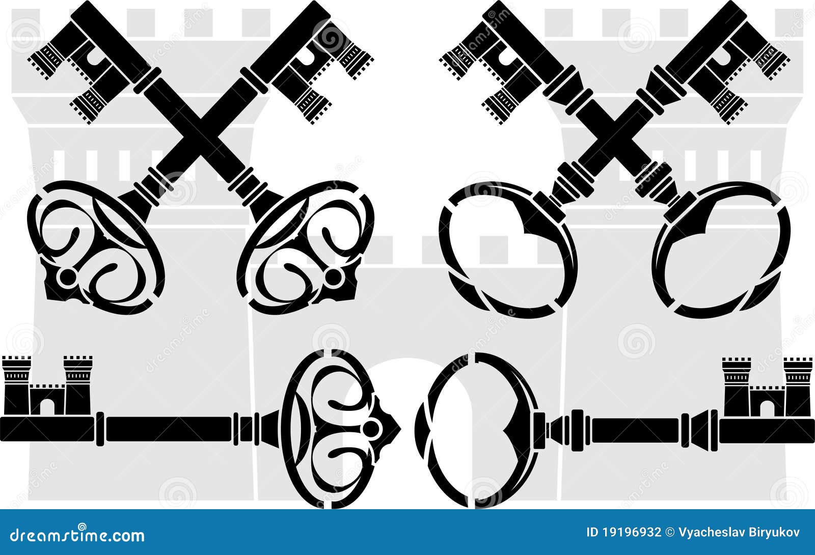 Medieval keys and castle stock vector. Illustration of house - 19196932